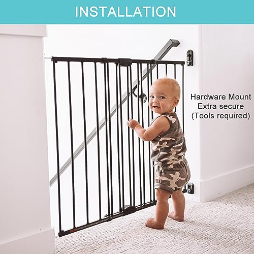 Toddleroo by North States Baby Gate for Stairs: Easy Swing & Lock Series 2 Child Gate, Fits Openings 28.68"-47.85" Wide. Safety Latch, Hardware Mount. Child Gates for Doorways (31" Tall, Matte Bronze)