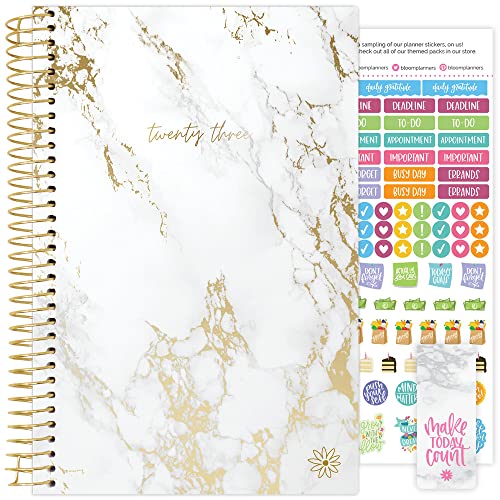 bloom daily planners 2023 Calendar Year Day Planner (January 2023 - December 2023) - 5.5” x 8.25” - Weekly/Monthly Agenda Organizer Book with Stickers & Bookmark - Marble