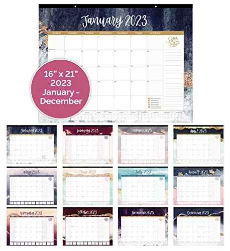 bloom daily planners 2023 Calendar Year Desk/Wall Monthly Calendar Pad (January 2023 - December 2023) - Large 21" x 16" Hanging or Desktop Blotter - Watercolor