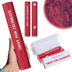 2 Pack Confetti Cannon Confetti Poppers | Biodegradable Red Confetti | TUR Party Supplies | Launches Up to 25ft | Giant (12 in) | Party Poppers for Graduation, Birthdays, Weddings, and Memorial Day