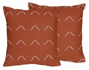 sweet jojo designs boho arrow decorative accent throw pillows - set of 2 - ivory burnt rust orange off white farmhouse southwest shabby chic designer chevron neutral bohemian diamond tuft collection