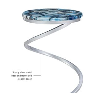 Powell Silver Blue Agate Top Nora Spiral Drink Table