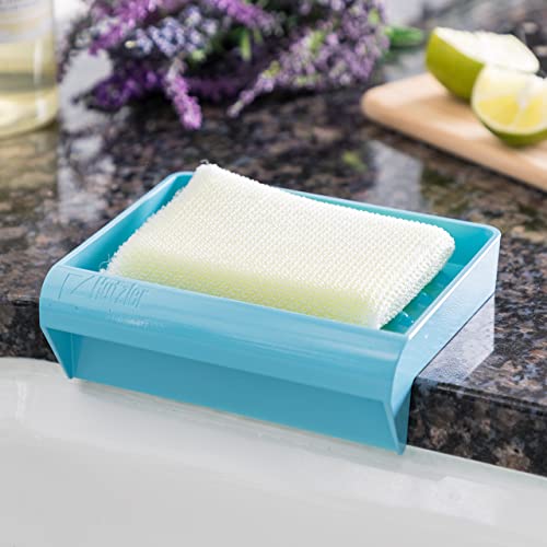 Hutzler Self-Draining Soap and Sponge Tray, Turquoise