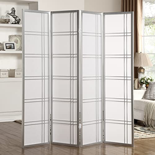 Monta 70"x70" 4-Panel Double Cross Folding Room Divider, Silver