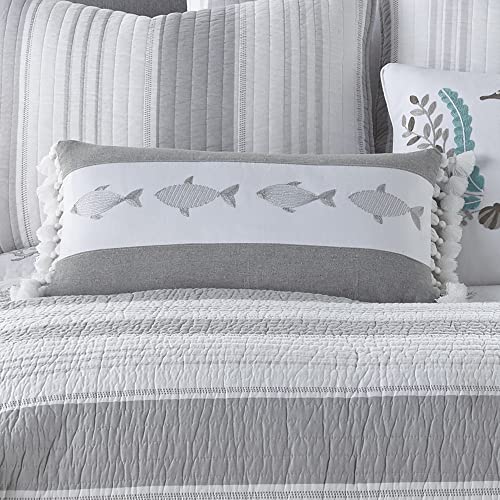 Levtex Home Freeport Decorative Pillow (12x24in.) - Fish - White and Grey