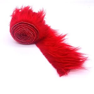 Craft Faux Fur Fabric Pre Cut Rolls - 2"x60" Fur Ribbon Faux Mohair Fabric Fur Strips - Super Soft Craft Fur Trim Fuzzy Fabric - Faux Fur for Crafts, Costumes & Decoration - Red - 2x60