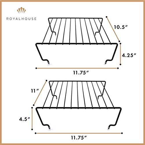 Expandable Shelf Organizer - Kitchen Cabinet, Kitchen Countertop & Bath Cabinet & Garage Shelf Organizer, Kitchen Storage & Organizer Accessories (Black) - 2 Pack