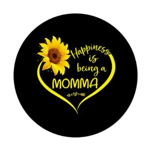 Happiness Is Being A Momma Cute Sunflower Heart Mommy To Be PopSockets Swappable PopGrip