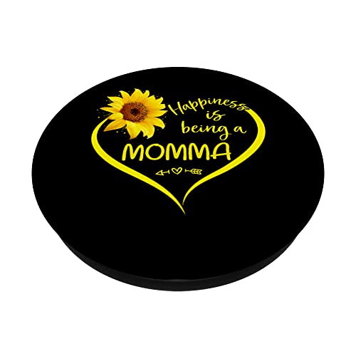 Happiness Is Being A Momma Cute Sunflower Heart Mommy To Be PopSockets Swappable PopGrip