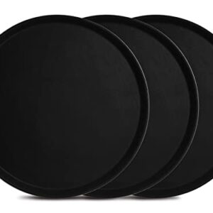 TOPZEA 3 Pack Large Restaurant Serving Tray, 16 Inch Plastic Round Serving Tray, Server Tray Non-Skid Tray Bar Tray Drink Tray Cafeteria Tray Food Serving Tray for Coffee Table, Hotel, Party