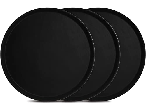 TOPZEA 3 Pack Large Restaurant Serving Tray, 16 Inch Plastic Round Serving Tray, Server Tray Non-Skid Tray Bar Tray Drink Tray Cafeteria Tray Food Serving Tray for Coffee Table, Hotel, Party