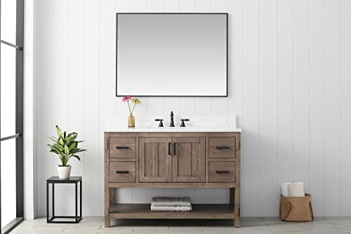 UrbanFurnishing.net - Harvey 48-Inch (48") Rustic Modern Farmhouse Bathroom Vanity - Brown Spruce