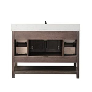 UrbanFurnishing.net - Harvey 48-Inch (48") Rustic Modern Farmhouse Bathroom Vanity - Brown Spruce