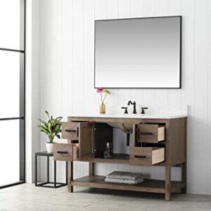 UrbanFurnishing.net - Harvey 48-Inch (48") Rustic Modern Farmhouse Bathroom Vanity - Brown Spruce