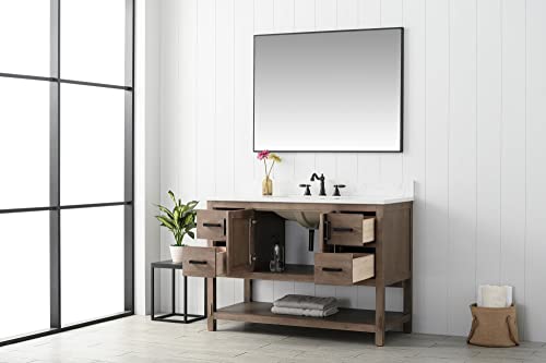 UrbanFurnishing.net - Harvey 48-Inch (48") Rustic Modern Farmhouse Bathroom Vanity - Brown Spruce