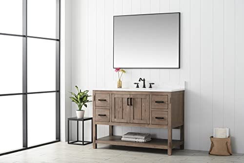 UrbanFurnishing.net - Harvey 48-Inch (48") Rustic Modern Farmhouse Bathroom Vanity - Brown Spruce