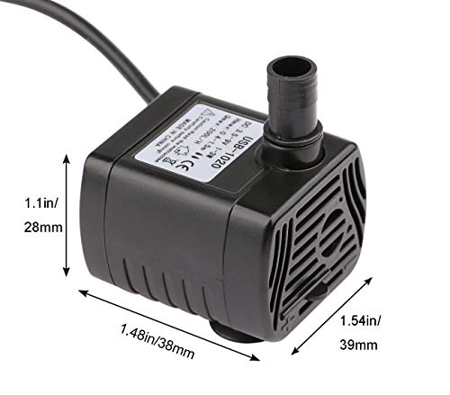 Driew USB Water Pump, 2 Pack Usb Fountain Pump Water Fountain Pump Submersible Water Pump 3W DC 3.5-9V 200L/H