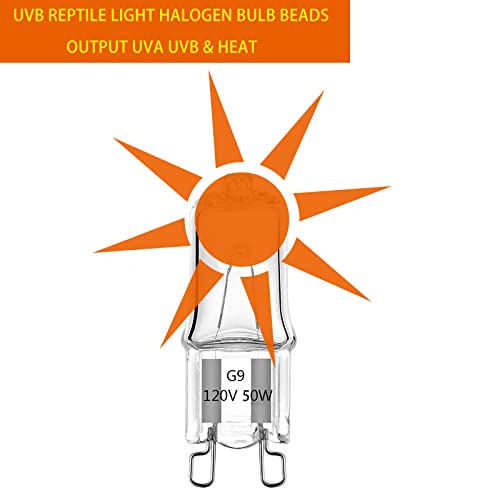 3 Pack UVA UVB Reptile Light Halogen Bulbs Beads Heat Lamp (50 Watt) Clear