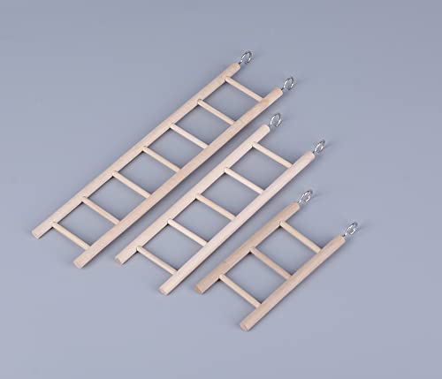 JOPE 3 Sizes Wooden Bird Ladder for Cage, Bird Parrot Step Ladders Toys, Cage Hanging Pet Cage Ladders Climbing Ladder for Parakeets, Parrots, Cockatoo, Lovebirds