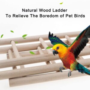 JOPE 3 Sizes Wooden Bird Ladder for Cage, Bird Parrot Step Ladders Toys, Cage Hanging Pet Cage Ladders Climbing Ladder for Parakeets, Parrots, Cockatoo, Lovebirds