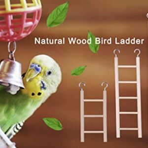 JOPE 3 Sizes Wooden Bird Ladder for Cage, Bird Parrot Step Ladders Toys, Cage Hanging Pet Cage Ladders Climbing Ladder for Parakeets, Parrots, Cockatoo, Lovebirds