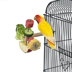 guanlant bird food holder for cage, bird feeders stand, rotating bird toys with perch, parrot fruits and veggies holder, birds foraging toy, bird treat sticks for cockatiel parakeet conure eclectus