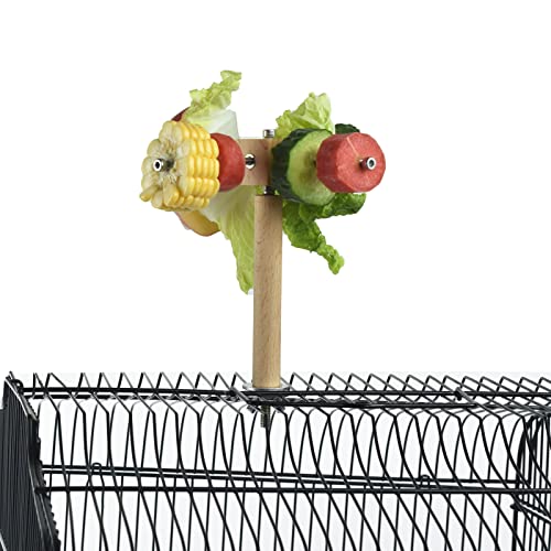 Guanlant Bird Food Holder for Cage, Bird Feeders Stand, Rotating Bird Toys with Perch, Parrot Fruits and Veggies Holder, Birds Foraging Toy, Bird Treat Sticks for Cockatiel Parakeet Conure Eclectus