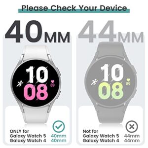 Tensea [4+4Pcs] for Samsung Galaxy Watch 4 2021 & 5 2022 Screen Protector and Case 40mm, Hard PC Bumper and Anti-Fog Tempered Glass Protective Film, Face Cover Set for Watch4 Watch5 40 mm Accessories