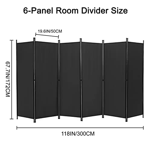 2023 Portable Room Divider, 6 Panel Partition Room Dividers, Privacy Screen with Foot, Portable Room Partition Screen, Freestanding Wall Divider and Separator for Home Office(Includes 7 Support Foot)