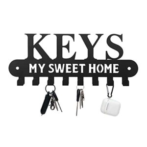 smile buzz wall mounted black metal key holder with sweet home decor - 8 hooks for key racks, screws and plugs to hang key.