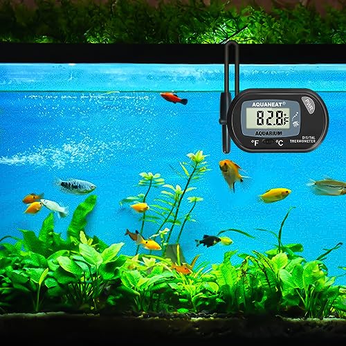 AQUANEAT 2 Pack Aquarium Thermometer, Fish Tank Thermometer, Digital Thermometer, Reptile Thermometer, Terrarium Water Temperature Test, with Large LCD Display