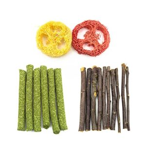 DuvinDD Grass House for Bunny Play and Rest, Small Animal Hideaway Hut Bed Mat 100% Natural Chew Toys - Rattan Ball, Timothy Hay Ball String and Sticks, Apple Sticks, Pine Cones for Rabbit Guinea Pig