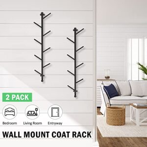 Hongtamoya 2 Pack Vertical Coat Rack/Hat Rack Wall Mount, Wall Mounted Coat Rack, Metal Wall Coat Rack for Entryway, Living Room, Bedroom