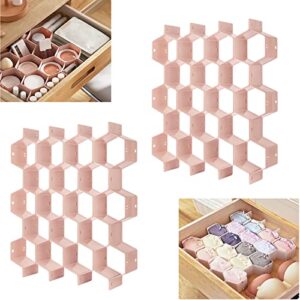 airsky 16pieces honeycomb separator adjustable drawer organizer- diy honeycomb drawer organizer divider underwear organizer sock organizer for underwear, belts, ties, makeup (pink)