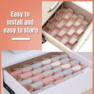 Airsky 16Pieces Honeycomb Separator Adjustable Drawer Organizer- DIY Honeycomb Drawer Organizer Divider Underwear Organizer Sock Organizer for Underwear, Belts, Ties, Makeup (Pink)