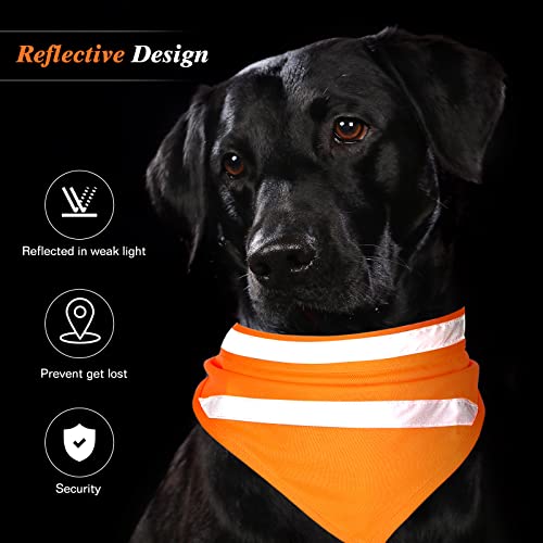 2 Pieces Dog Bandanas Reflective Dog Scarf Yellow Orange Dog Bandanas High Visibility Safety Dog Camping Bandana Triangle Bibs for Medium Large Pets Dog Cats Puppy Walking Reflective Wear at Night