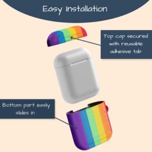 Artisticases Custom LGBTQ Rainbow Pride Flag Gay Case Designed for AirPods Gen 1 & 2 / AirPods Pro Case, Cute Personalized Name Hard Cover with Free Keychain