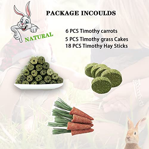 DOCIWOO Rabbit chew Toys, 29PCS Natural Timothy Hay Sticks Chew & Gnaw Bunny Treats for Rabbits, Hamsters, Guinea Pig, Chinchillas and Other Small Animals Teeth Care