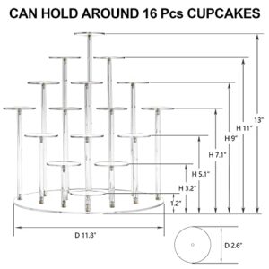 Cupcake Stand - Premium Cake Pop Holder - Cakes Dessert Display Stands for 16 Cupcakes + LED Yellow Light String - Ideal for Weddings, Birthday Parties, Candlelight Dinner