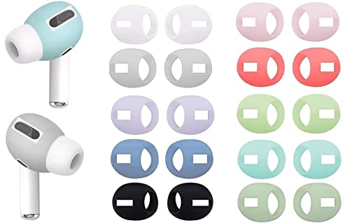 JNSA Fit in Case Airpod Pro Earbuds Ear Skins Earbud Cover Ear Tips Covers Compatible with AirPods Pro, Ultra-Thin Anti-Slip Earbuds Covers ,10 Pairs 10 Colors