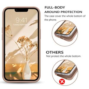 GUAGUA Compatible with iPhone 13 Mini Case Liquid Silicone Soft Gel Rubber Slim Thin Microfiber Lining Cushion Texture Cover Shockproof Protective Phone Case for iPhone 13 Mini 5.4 Inch Khaki