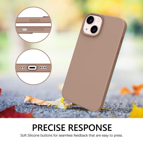 GUAGUA Compatible with iPhone 13 Mini Case Liquid Silicone Soft Gel Rubber Slim Thin Microfiber Lining Cushion Texture Cover Shockproof Protective Phone Case for iPhone 13 Mini 5.4 Inch Khaki