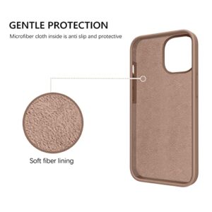 GUAGUA Compatible with iPhone 13 Mini Case Liquid Silicone Soft Gel Rubber Slim Thin Microfiber Lining Cushion Texture Cover Shockproof Protective Phone Case for iPhone 13 Mini 5.4 Inch Khaki