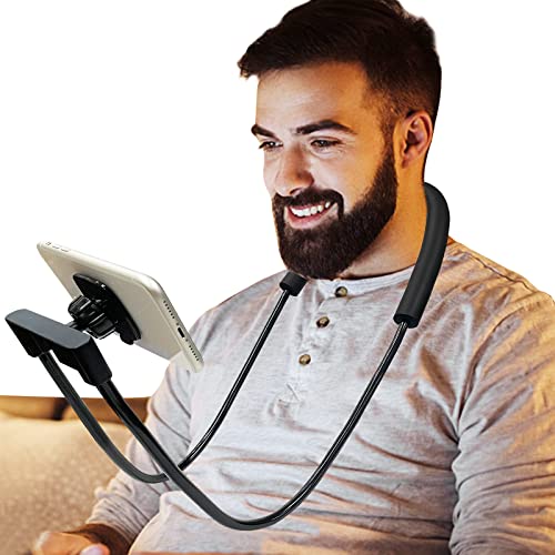 ZC GEL Phone Holder for Bed, Upgraded Neck Phone Holder Lazy Phones Stand 360°Rotation Gooseneck Phone Holder Hands Free for All Phones (Black)