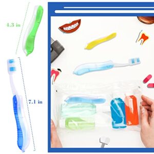 6 Pieces Travel Toothbrushes Folding Portable Toothbrush Foldable Toothbrush Collapsable Backpacking Toothbrush Fold up Toothbrush with Built in Cover for Women Men Kid Camping Hiking Travel, 6 Colors