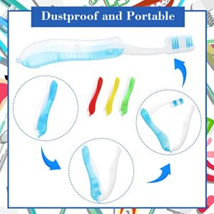 6 Pieces Travel Toothbrushes Folding Portable Toothbrush Foldable Toothbrush Collapsable Backpacking Toothbrush Fold up Toothbrush with Built in Cover for Women Men Kid Camping Hiking Travel, 6 Colors