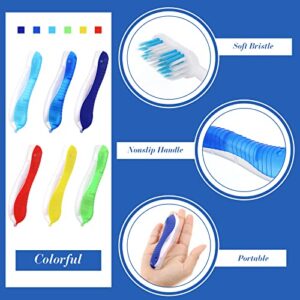 6 Pieces Travel Toothbrushes Folding Portable Toothbrush Foldable Toothbrush Collapsable Backpacking Toothbrush Fold up Toothbrush with Built in Cover for Women Men Kid Camping Hiking Travel, 6 Colors