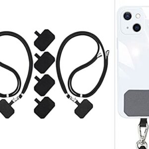 Universal Cell Phone Lanyard IOXQP, 2 × Universal Phone Lanyard,4× Phone Lanyard Pads,Black Nylon Adjustable Neck Strap Compatible with All Smartphone