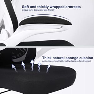 Misolant Office Chair, Ergonomic Desk Chair, Mesh Chair, Office Desk Chair, Ergonomic Chair, Mesh Computer Chair with Adjustable Headrest, Lumbar Support and Flip-up Arms for Home or Office (White)