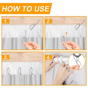 popokk 60 Pack Metal Curtain Hooks Drapery Hook Pins Slip on Drapery Hook Pins for Window Curtain,Door Curtain and Shower Curtain,Curtain Hooks for Drapes,Silver